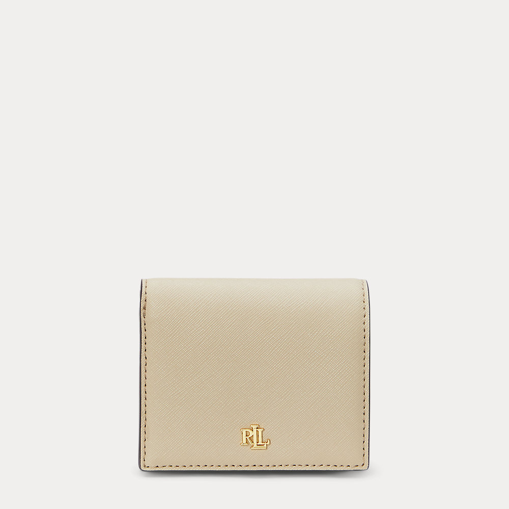 Ralph Lauren Crosshatch Leather Compact Wallet - Birch Tan